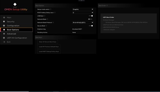 HP PC - OMENのBIOS Setup Utilityに関する情報およびメニューオプション | HP® サポート