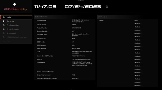 HP PC - OMEN BIOS 설정 유틸리티 정보 및 메뉴 옵션 | HP® 지원
