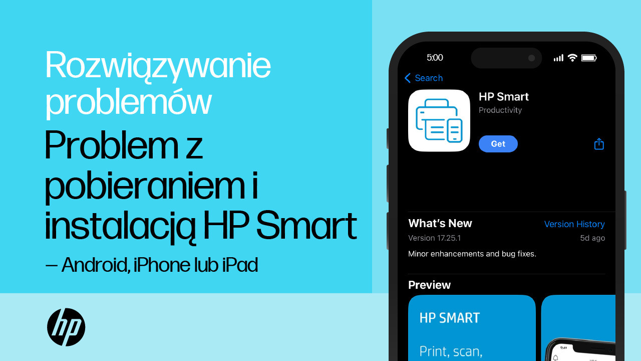 Nie można pobrać i zainstalować aplikacji drukarki HP Smart | Wsparcie HP®