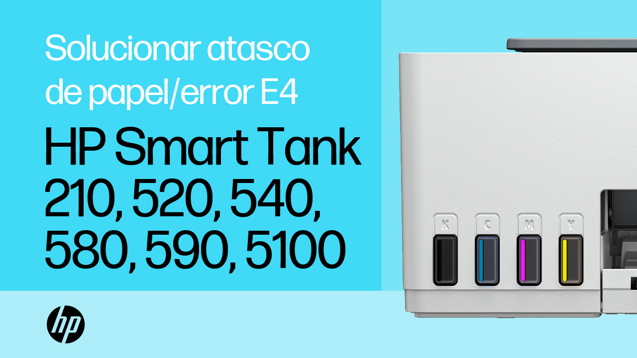 Impresoras HP Smart Tank series 210 y 500 — Error “E4” (atasco de papel) | Soporte HP®