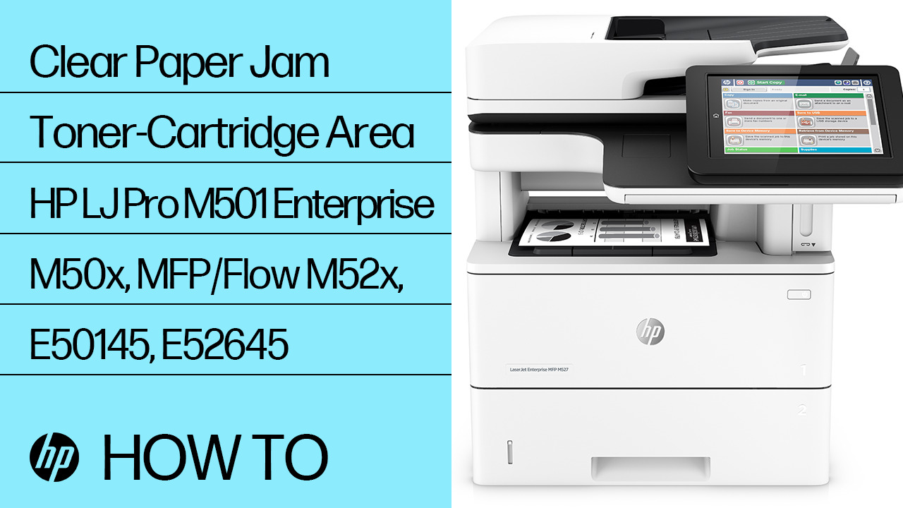 HP LaserJet Pro M501 - Clear paper jams in the toner-cartridge area ...