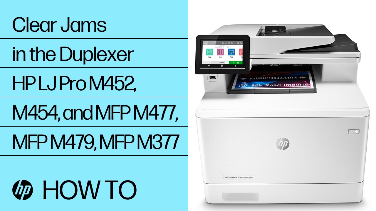 HP Color LaserJet Pro M452 - Clear paper jams in the duplexer (dn and ...