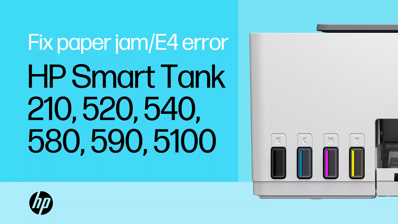 HP Smart Tank 5000 and 5100 series Printers - 'E4' error (Paper Jam ...