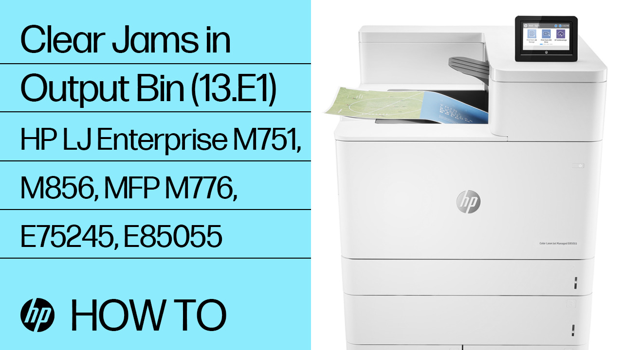 HP Color LaserJet Enterprise M856, Managed E85055 - 출력 용지함(13.E1)에서 용지 ...